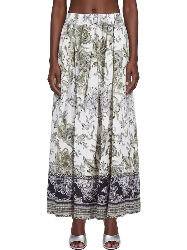 FAY Printed Viscose Maxi Skirt - Green