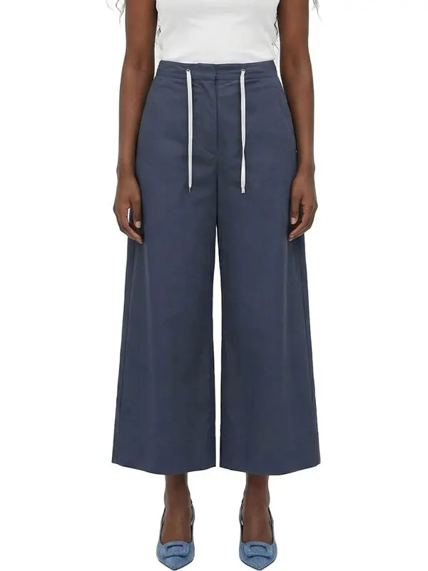 Max Mara Cotton Cropped Trousers - Blue