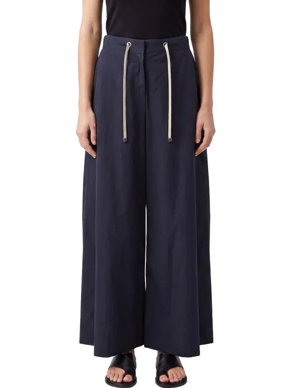Max Mara Cotton Cropped Trousers - Navy