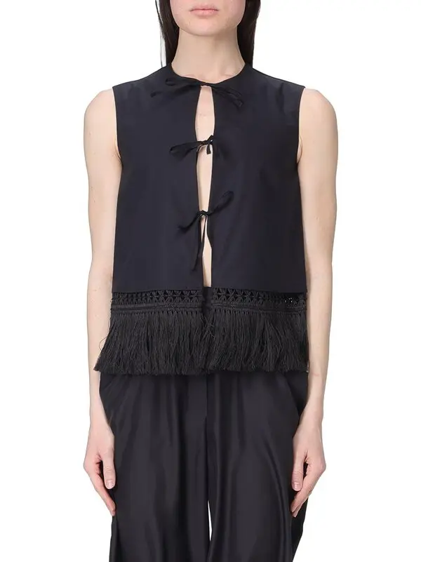 Ter Et Bantine Cotton Vest With Fringes - Black