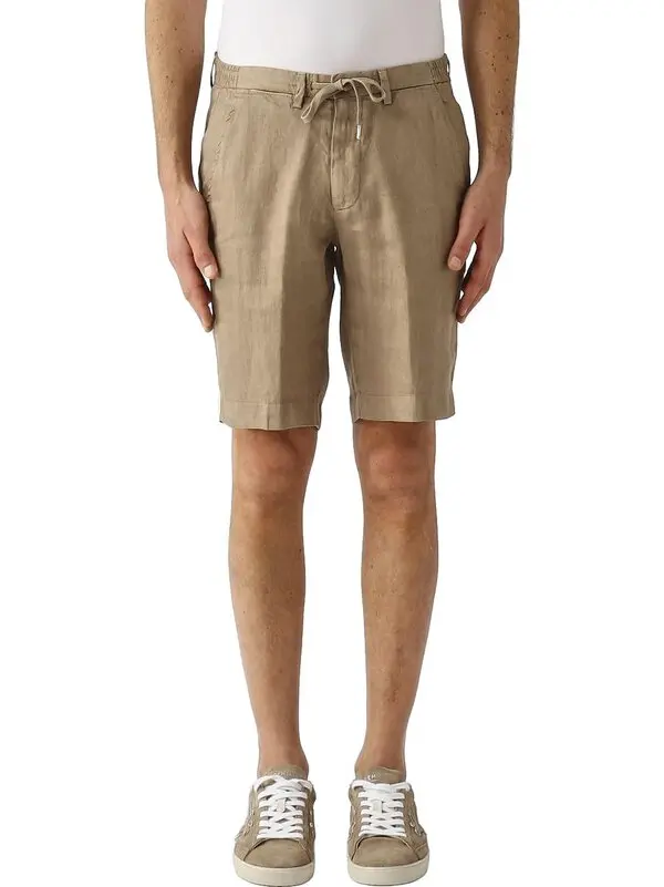 BRIGLIA 1949 Linen Shorts With Drawstring Waist - Biscuit
