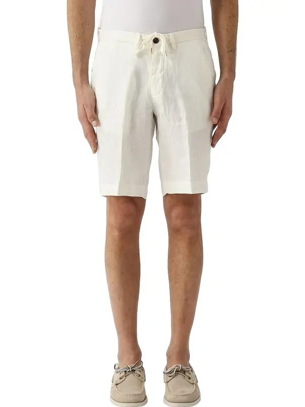 BRIGLIA 1949 Linen Shorts With Drawstring Waist - Milk