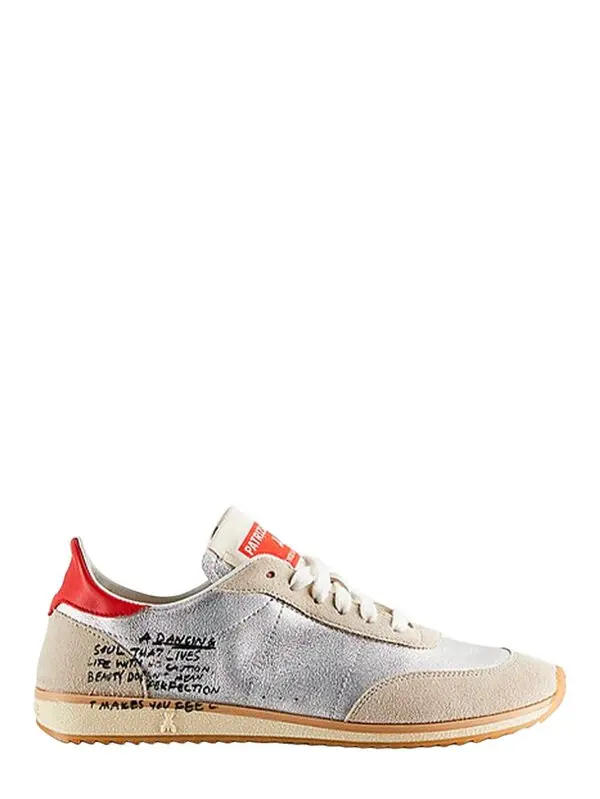 Patrizia Pepe Lace-up Suede And Metallic Leather Sneakers - Red