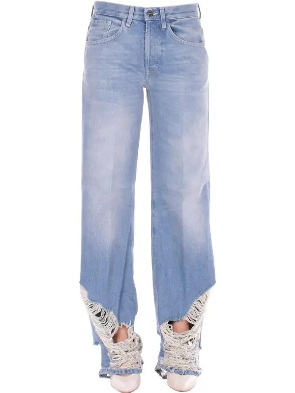 DONDUP Distressed Denim Wide Leg Jeans - Blue