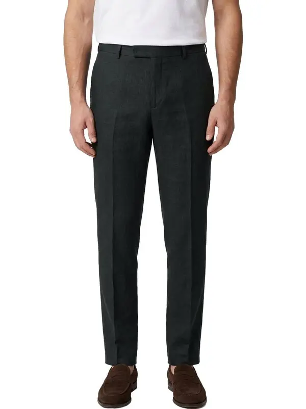PT TORINO Linen Blend Tailored Trousers - Black