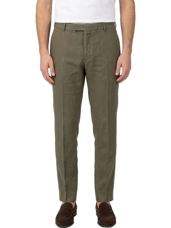 PT TORINO Linen Blend Tailored Trousers - Grey