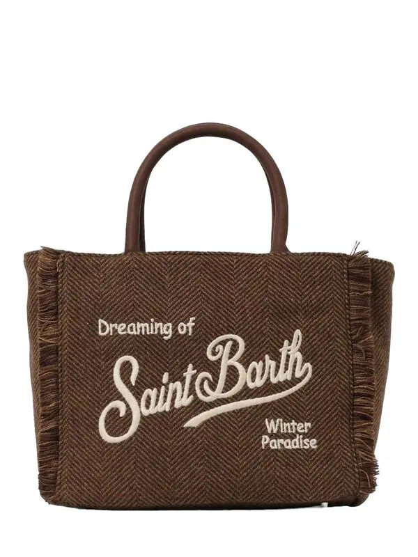 MC2 SAINT BARTH Tweed Tote Bag With Embroidered Logo - Camel