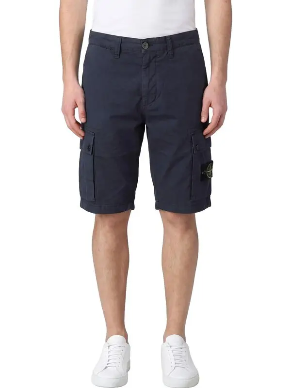 Stone Island Stretch Cotton Cargo Shorts - Blue