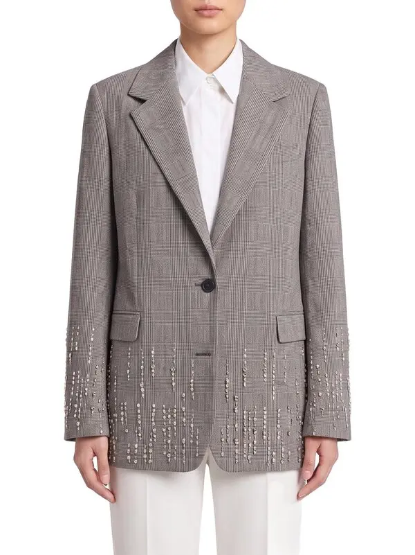 GOLDEN GOOSE Virgin Wool Blazer With Crystal Embellishments - Grey