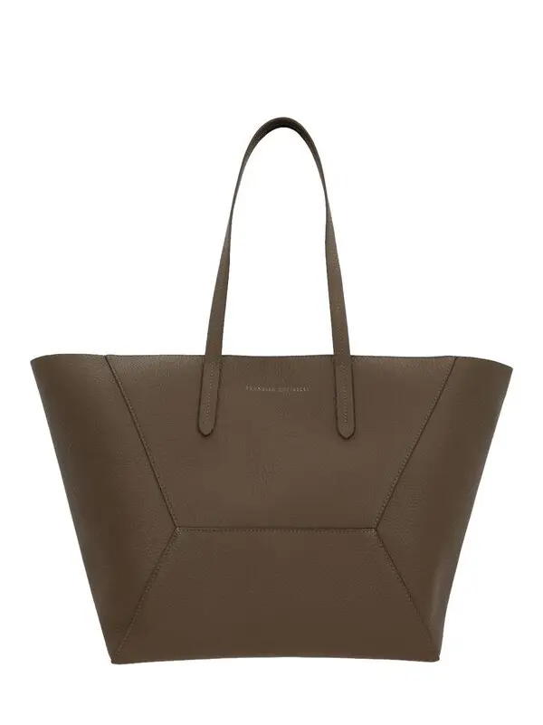 Brunello Cucinelli Hammered Leather Tote Bag - Blue
