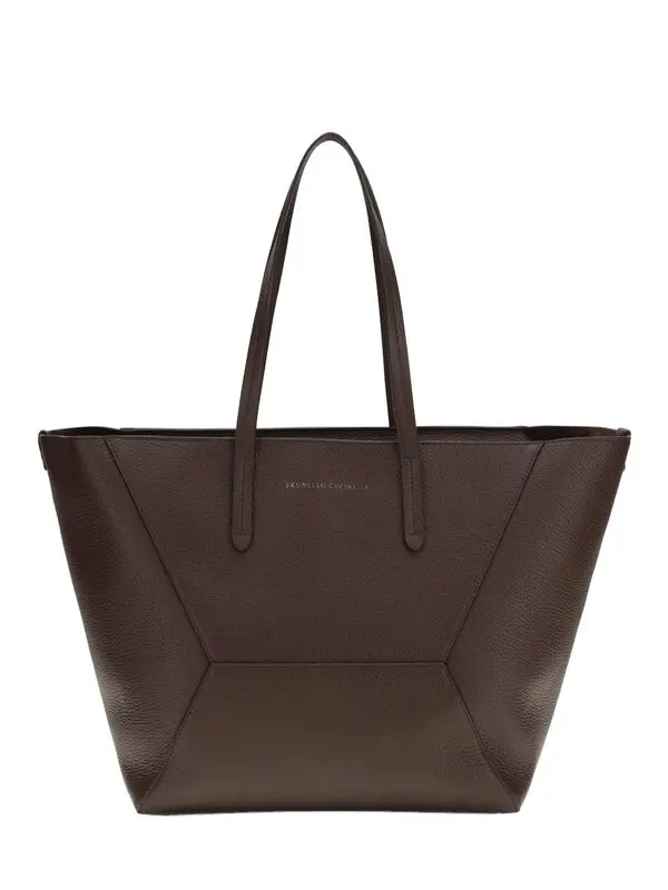 Brunello Cucinelli Hammered Leather Tote Bag - Violet