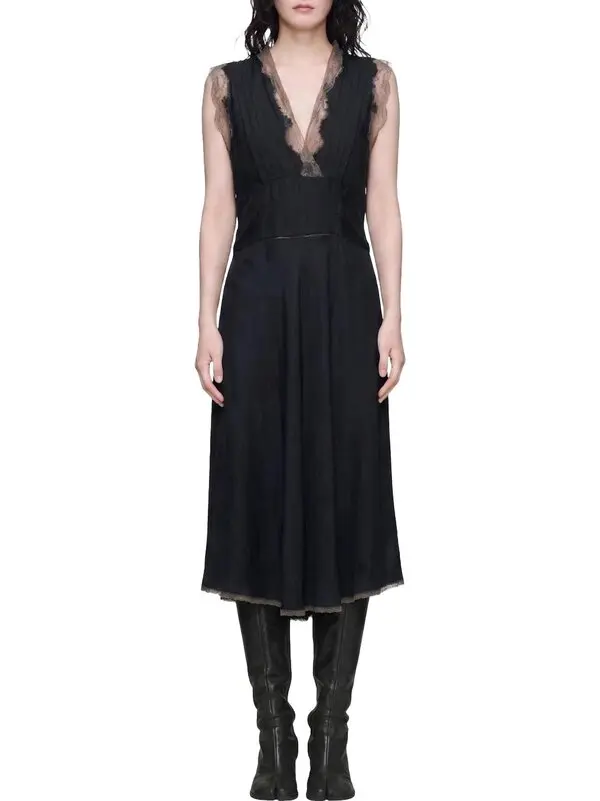 MAISON MARGIELA Silk Blend Midi Dress - Black