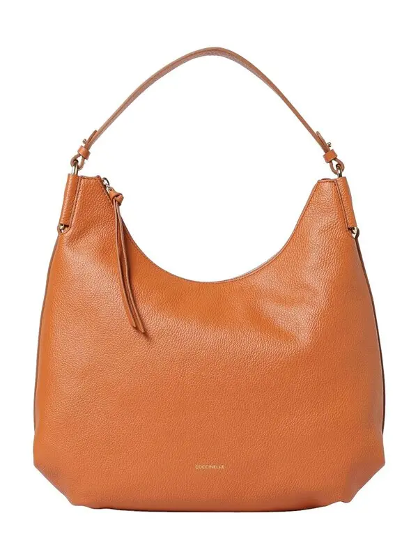 COCCINELLE Rebekka Medium Hammered Leather Shoulder Bag - Orange