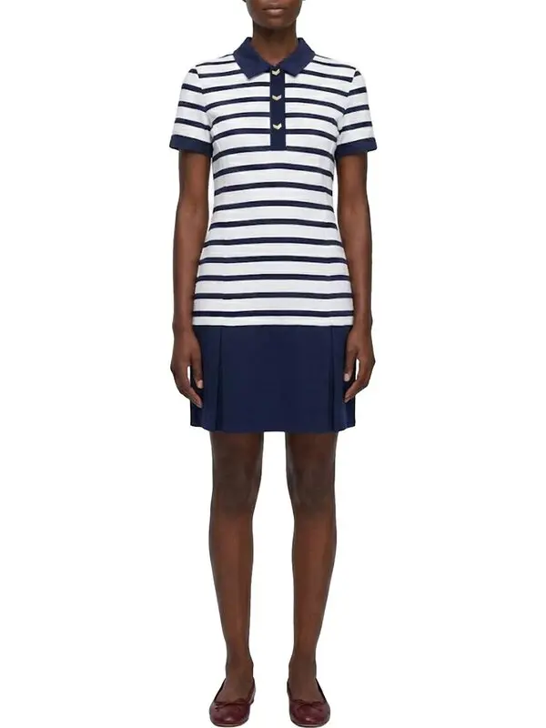 Liu Jo Striped Viscose Blend Polo Dress - White