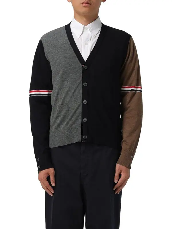 Thom Browne Color-blocked V-neck Cardigan - Navy