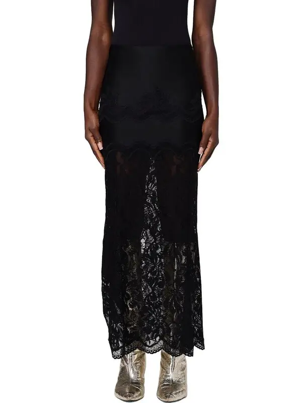 Rabanne Lace Midi Skirt - Black