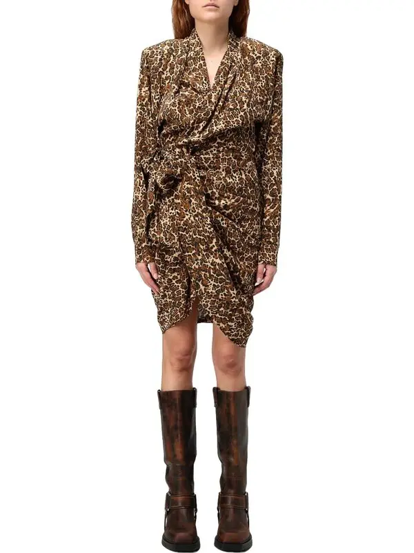 Isabel Marant Étoile Leopard Print Draped Midi Dress - Multicolor