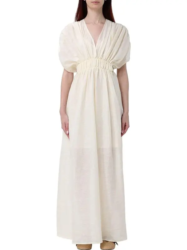 120% Lino Long Dress In Linen And Cotton Blend - Yellow