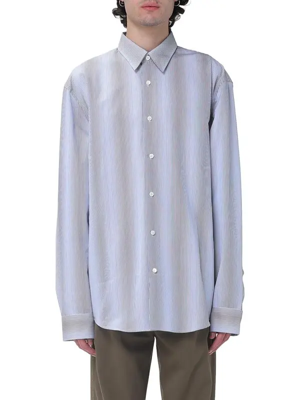 Dries Van Noten Striped Cotton Casual Shirt - Blue