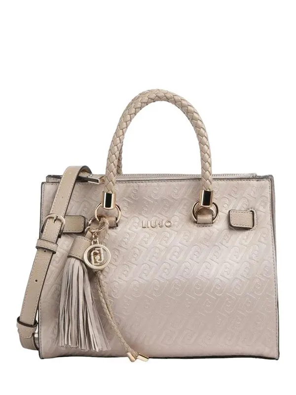 Liu Jo Embossed Monogram Faux Suede Handbag - Grey