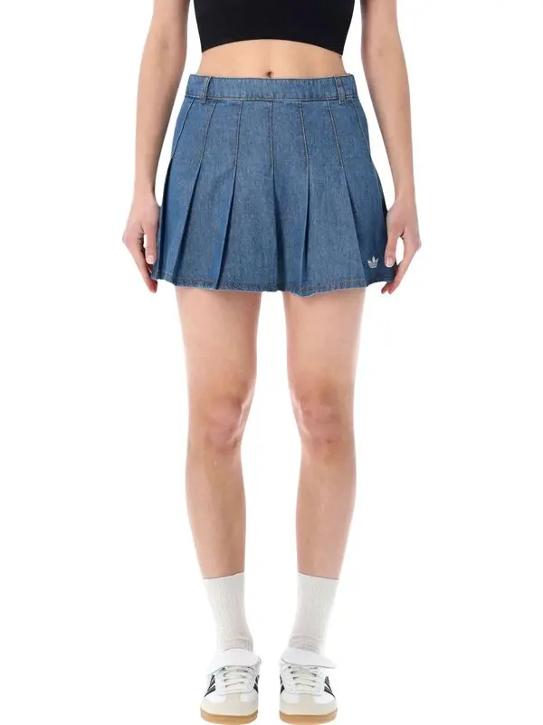 ADIDAS ORIGINALS Pleated Mini Skirt - Denim