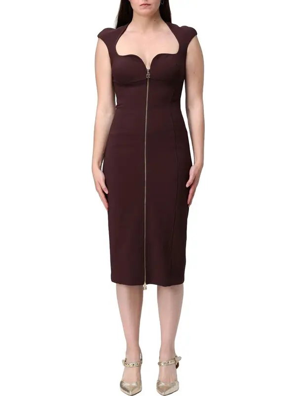 Elisabetta Franchi Corset Midi Dress - Brown