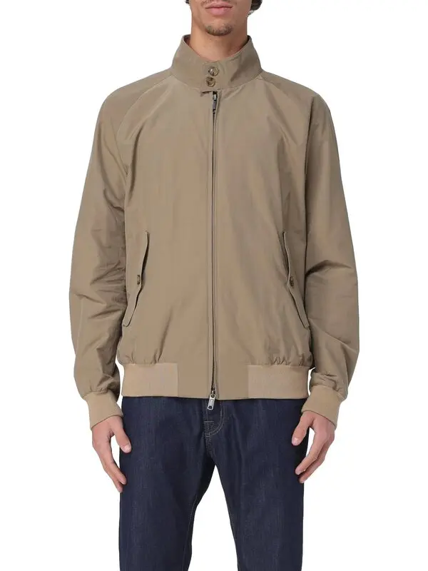BARACUTA Cotton Blend Bomber Jacket - Beige
