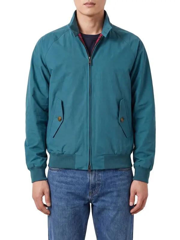 BARACUTA Cotton Blend Bomber Jacket - Blue 1