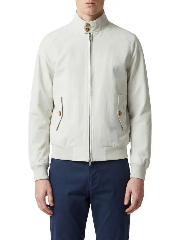 BARACUTA Cotton Blend Bomber Jacket - Ice