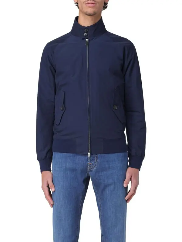 BARACUTA Cotton Blend Bomber Jacket - Navy