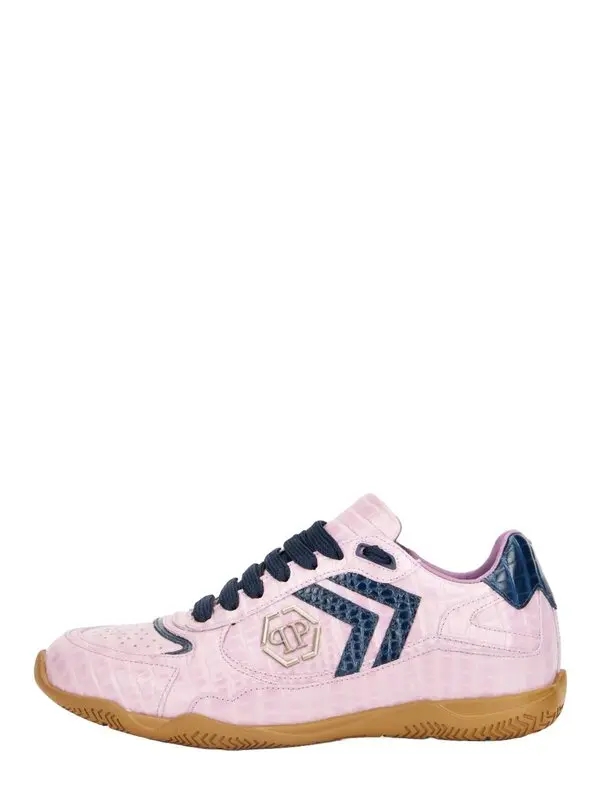 Philipp Plein Crocodile Print Leather Low Top Sneakers - Fuchsia