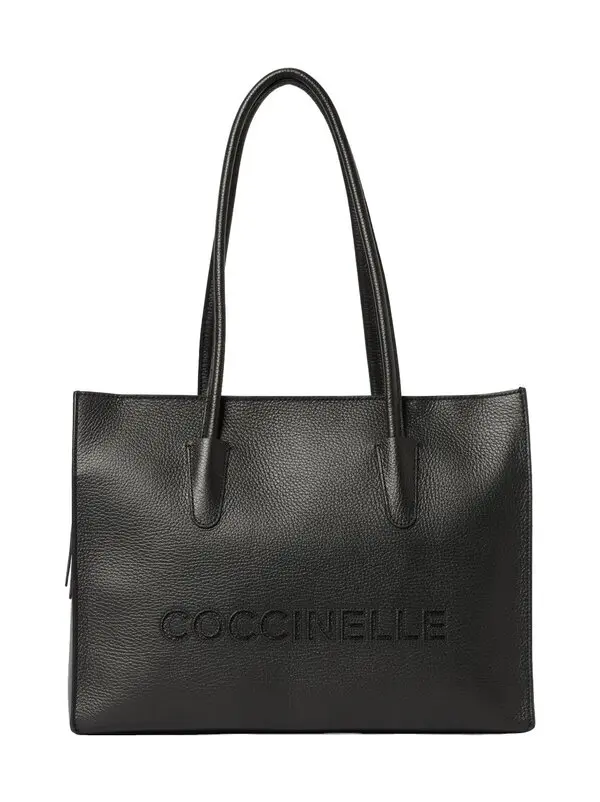 COCCINELLE Hammered Leather Shoulder Bag - Black