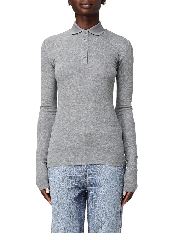 ENTIRE STUDIOS Tencel Long Sleeve Polo Shirt - Grey