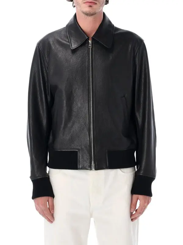 AMI Paris Leather Jacket - Black
