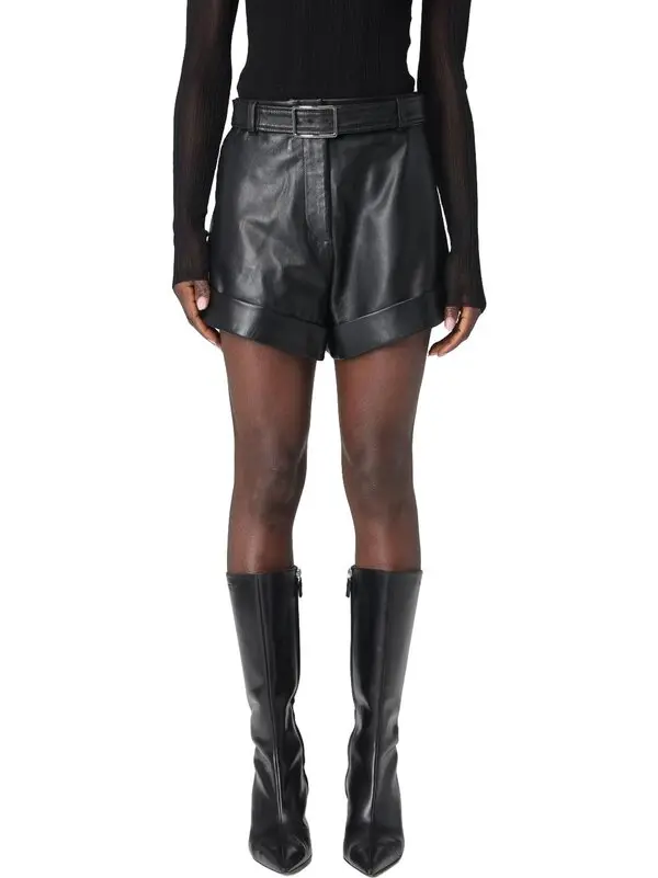 Sportmax Tailored Belted Leather Shorts - Black