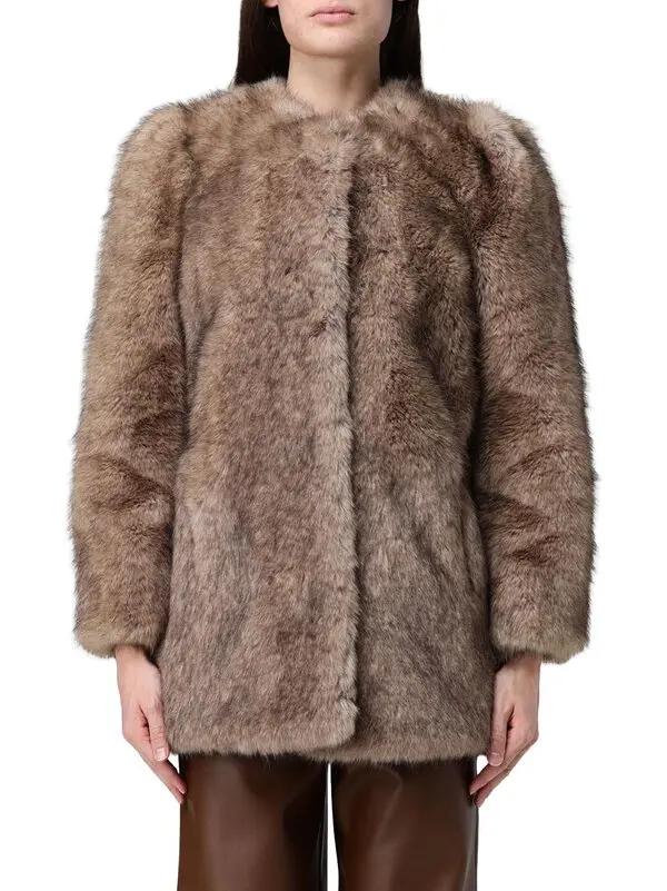STAND STUDIO Faux Fur Coat - Beige