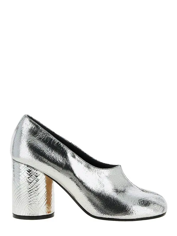 MAISON MARGIELA Tabi Crackled Laminated Leather Pumps - Silver