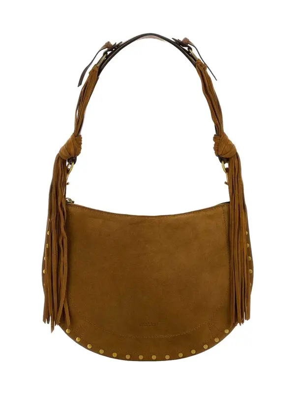 Isabel Marant Étoile Oskan Suede Shoulder Bag With Studs And Fringe - Brown