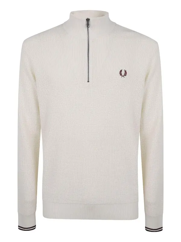 Fred Perry Quarter Zip Jumper - Ecru