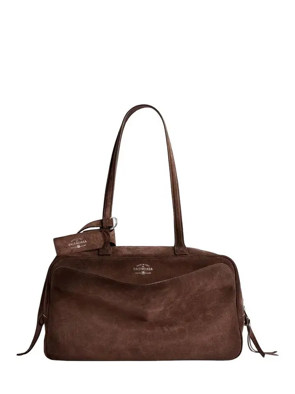 Balenciaga Medium Suede Shoulder Bag - Brown