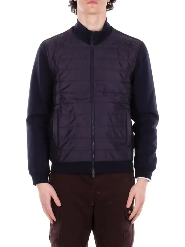 FAY Quilted Down Bomber Jacket - Blue
