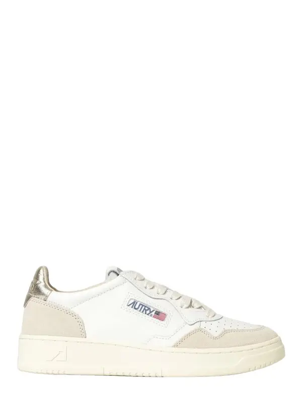 AUTRY Medalist Low Bi Leather Sneakers With Perforated Toe - Beige