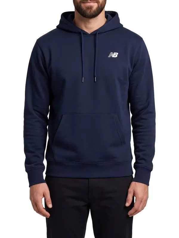NEW BALANCE Cotton Hoodie With Logo - Blue