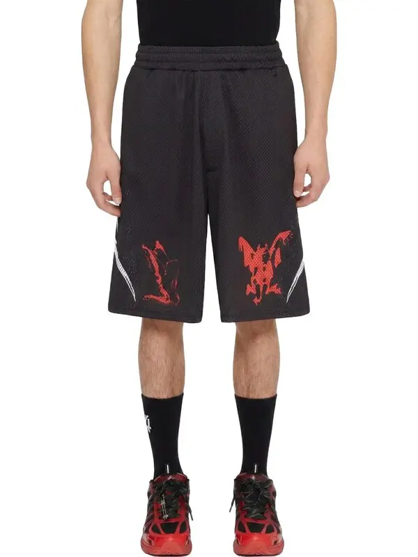 44 LABEL GROUP Graphic Print Cotton Shorts - Black