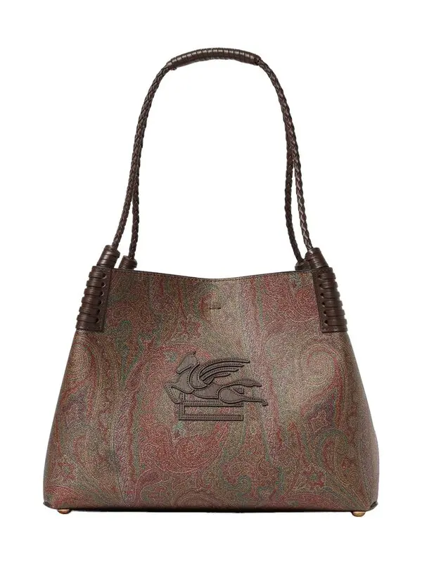 Etro Paisley Print Shoulder Bag With Logo Detail - Brown