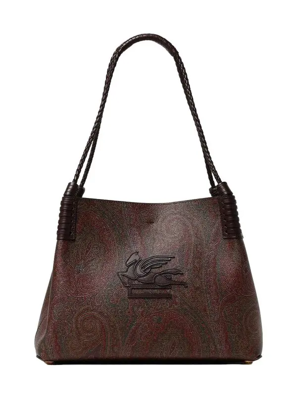 Etro Paisley Print Leather Shoulder Bag - Brown
