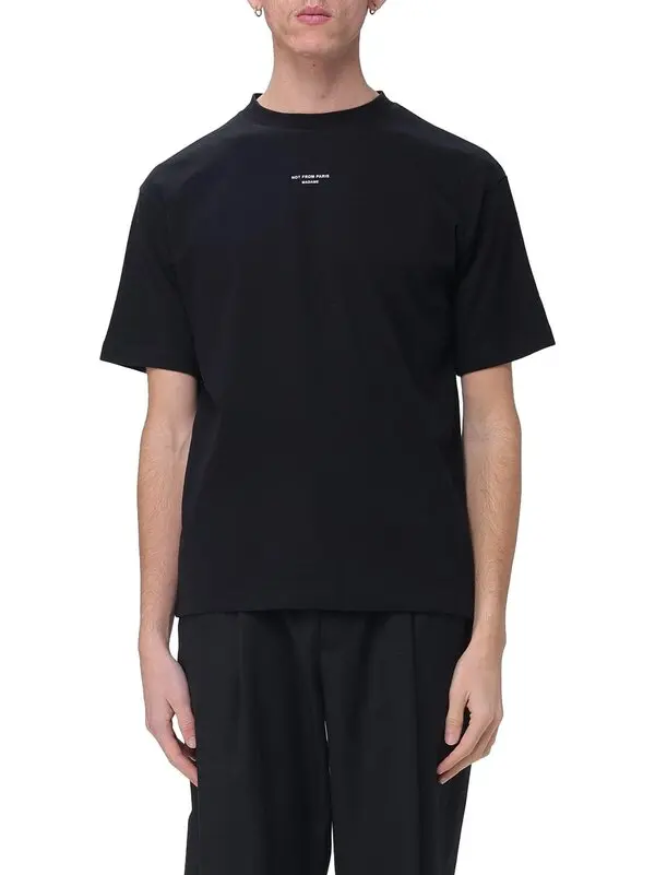 Drole De Monsieur Cotton T-shirt With Contrasting Logo And Dropped Shoulders - Black