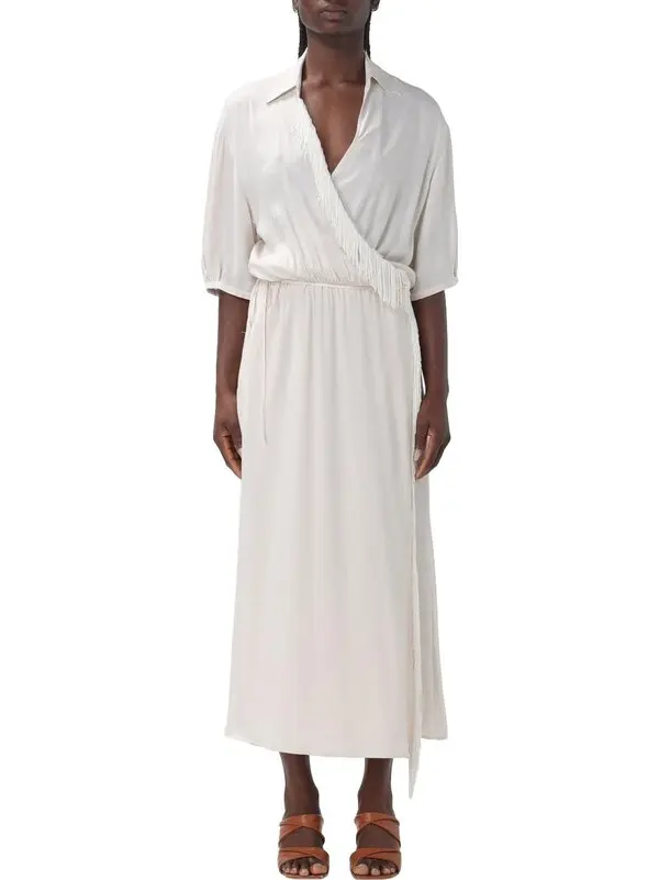 Pinko Midi Dress With Fringed Detail - Pink