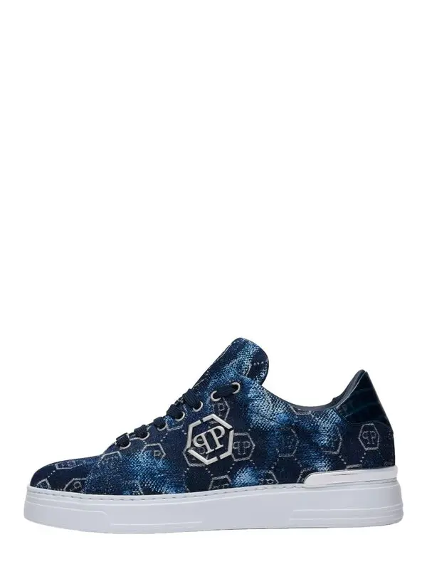 Philipp Plein Bleached Denim Jacquard Sneakers - Blue