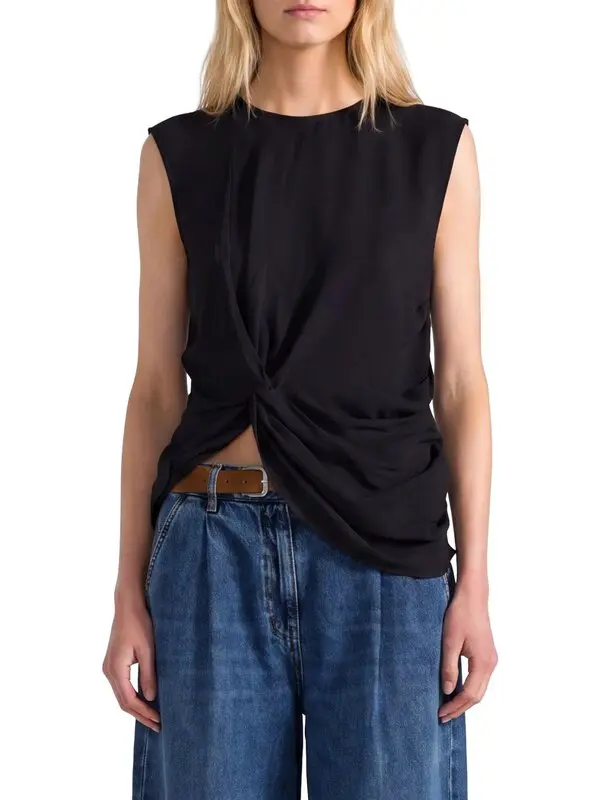 Liviana Conti Aglaia Sleeveless Viscose Top - Black